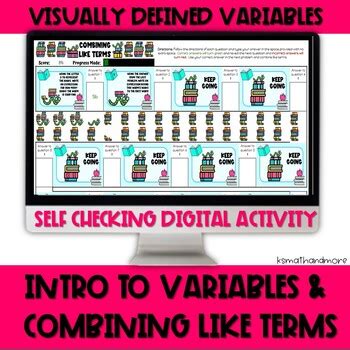 Intro To Variables And Combining Like Terms Digital Path Activity