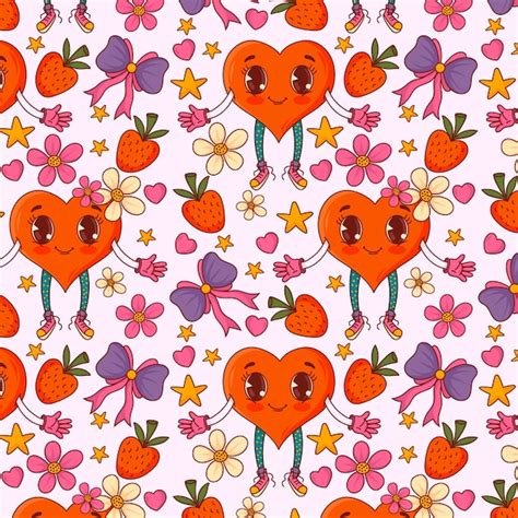 Premium Vector Hand Drawn Groovy Love Pattern