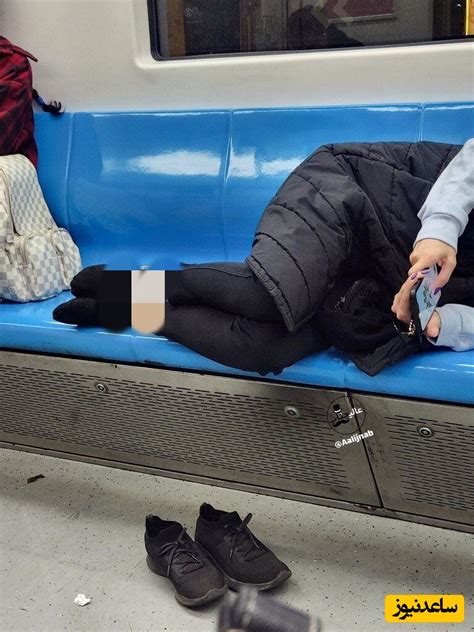 عکس وضعیت جالب و خنده دار یک دختر ایرانی در متروی تهران