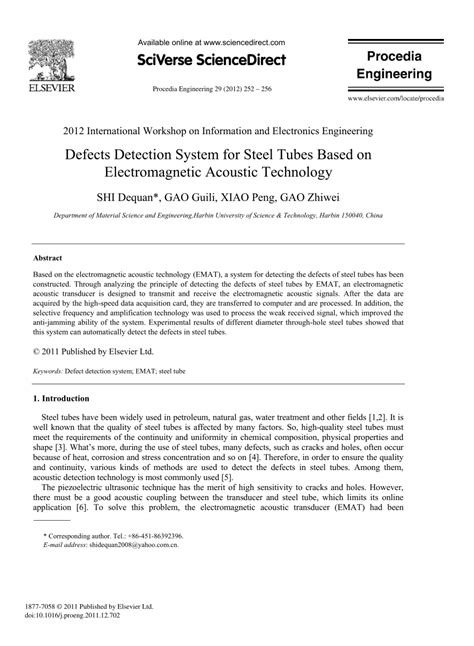 Pdf Defects Detection System For Steel Tubes Based On Electromagnetic Acoustic Technology