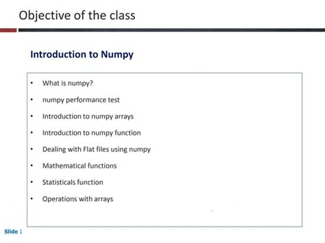 Introduction To Numpy Session 1 Pptx Programming Languages Computing