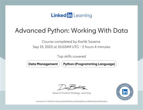 Kartik Saxena On Linkedin Certificate Of Completion