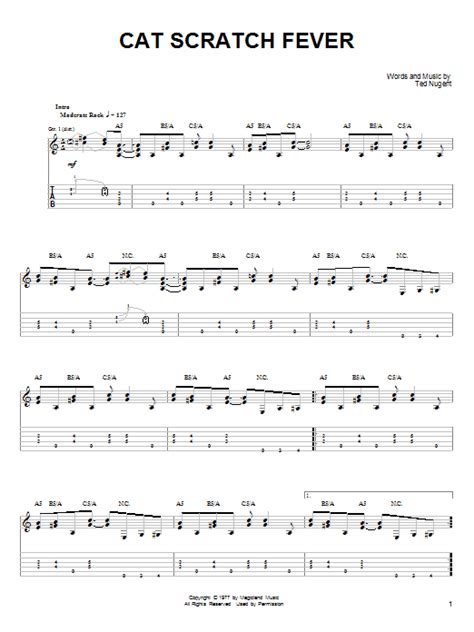 Cat Scratch Fever By Ted Nugent Easy Guitar Tab Guitar Instructor