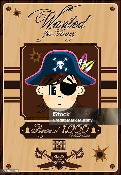 귀여운 Eyepatch 해적선 현상수배 포스터 갈색 머리에 대한 스톡 벡터 아트 및 기타 이미지 갈색 머리 검 귀걸이 Istock