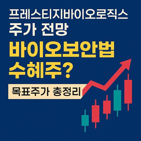 프레스티지바이오로직스 주가 전망｜바이오보안법 수혜주 목표주가 총정리