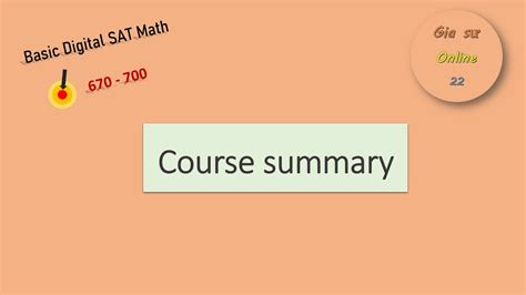 [digital Sat Math] Video 20 Course Summary Youtube