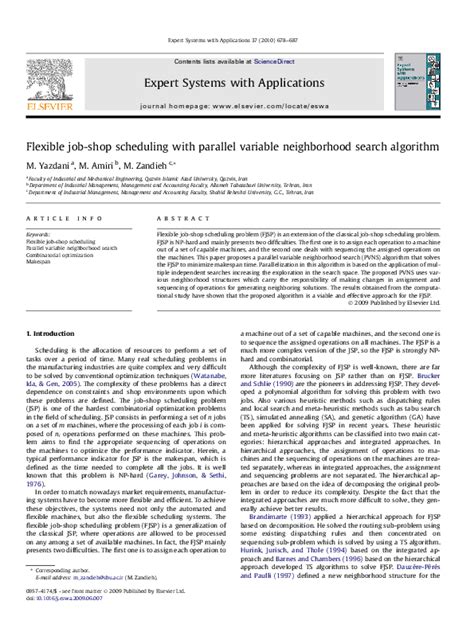 Pdf Parallel Variable Neighborhood Search For Flexible Job Shop