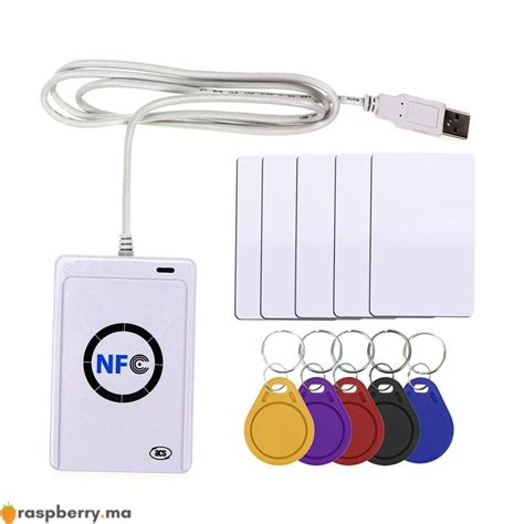 kit lecteur nfc usb acr122u avec 5 clés 5 cartes raspberry pi maroc