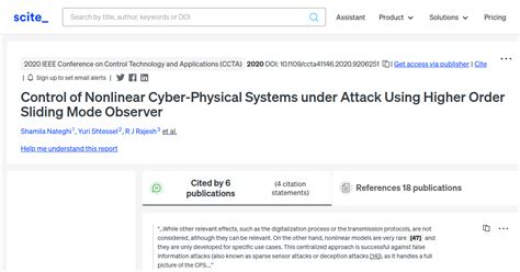 Control Of Nonlinear Cyber Physical Systems Under Attack Using Higher Order Sliding Mode Observer