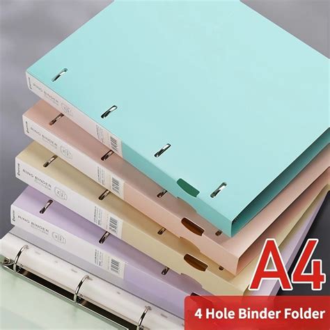 A4 File Storage File Folder 4 Hole Binder Folders Morandi Color Waterproof Document Ring Binder