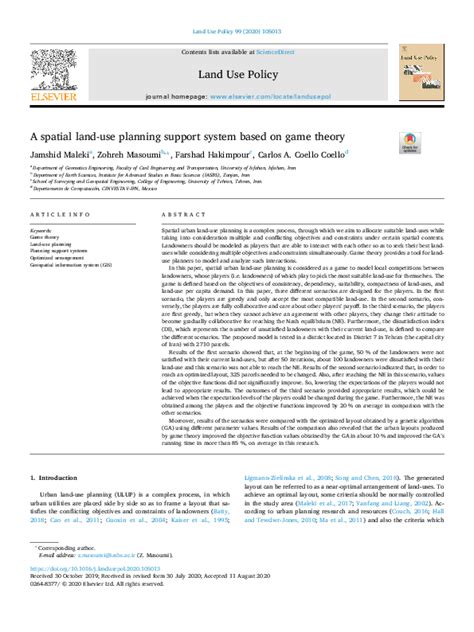 Pdf A Spatial Land Use Planning Support System Based On Game Theory
