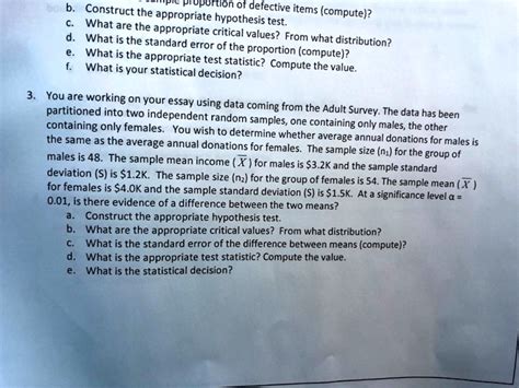 solved proportion of construct the appropriate defective e items