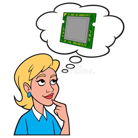 girl thinking about a computer processor stock vector illustration of science females 260367606