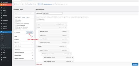 Setting Up A Menu Documentation