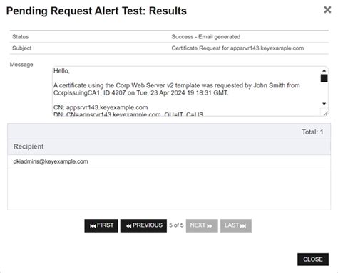 Pending Request Alert Operations