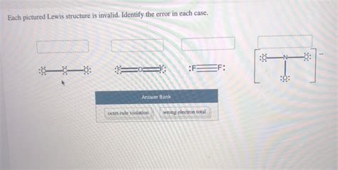 Solved Each Pictured Lewis Structure Is Invalid Identify