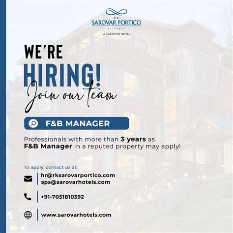 mehmood khan on linkedin management role hiring food and beverage manager we are seeking a…