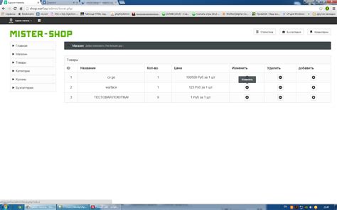 Админ таблица