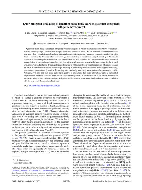 Pdf Error Mitigated Simulation Of Quantum Many Body Scars On Quantum