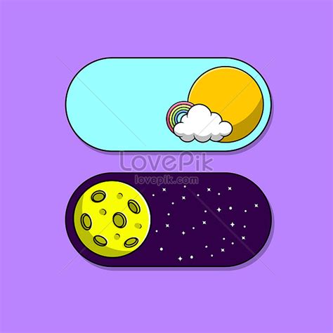 day and night toggle button cartoon vector icon illustration