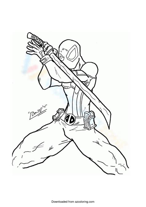 Deadpool With Sword Worksheet