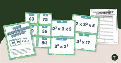 Prime Factorization Match Up Teach Starter