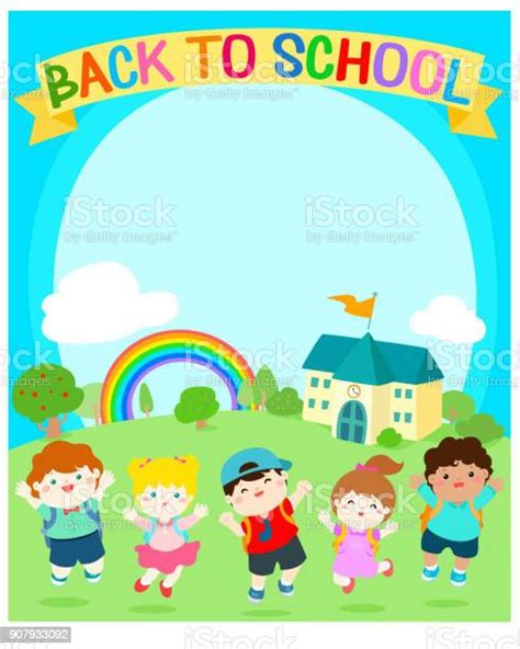 다민족 어린이 학교 배경 벡터에서 즐거운 귀여운입니다 공란에 대한 스톡 벡터 아트 및 기타 이미지 공란 교육 귀여운 Istock