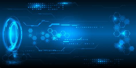 하이테크 그리드 라인 회로 요소가 있는 미래의 파란색 디지털 기술의 벡터 그림입니다 디지털 혁신 기술 개념 Cpu에 대한 스톡 벡터 아트 및 기타 이미지 Istock