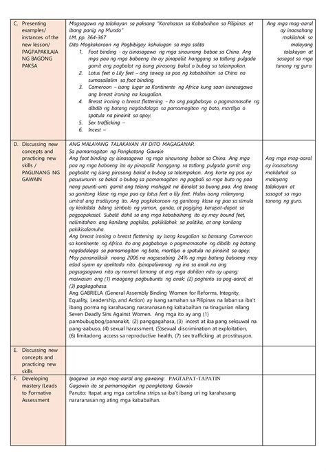 Karahasan Sa Kababaihan Demo Lesson Plan Docx
