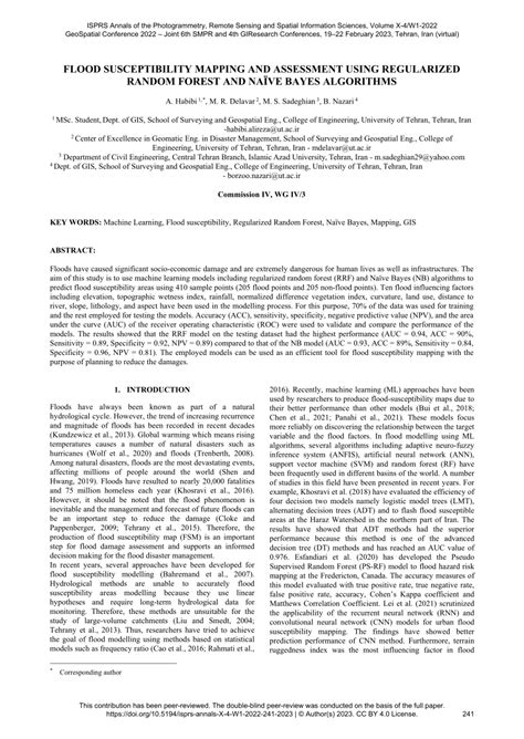 PDF FLOOD SUSCEPTIBILITY MAPPING AND ASSESSMENT USING REGULARIZED RANDOM FOREST AND NAÏVE