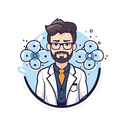 Premium Vector Male Scientist Character In Round Icon Vector