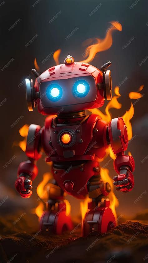 Premium Ai Image 3d Fire Bot Cartoon Character Illustration