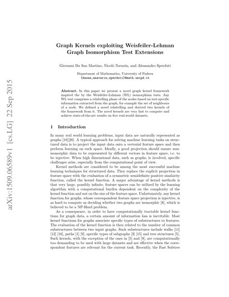 Pdf Graph Kernels Exploiting Weisfeiler Lehman Graph Isomorphism Test