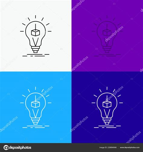 Cube Idea Bulb Printing Box Icon Various Background Line Style Stock Vector By ©flatart 228894946