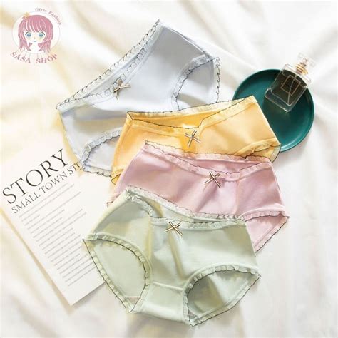 กางเกงใน แต่งขอบโบว์ลูกไม้ น่ารักเซ็กซี่ เป้าต้านเชื้อแบคทีเรีย ผ้านิ่มใส่สบาย พร้อมส่ง Cs017