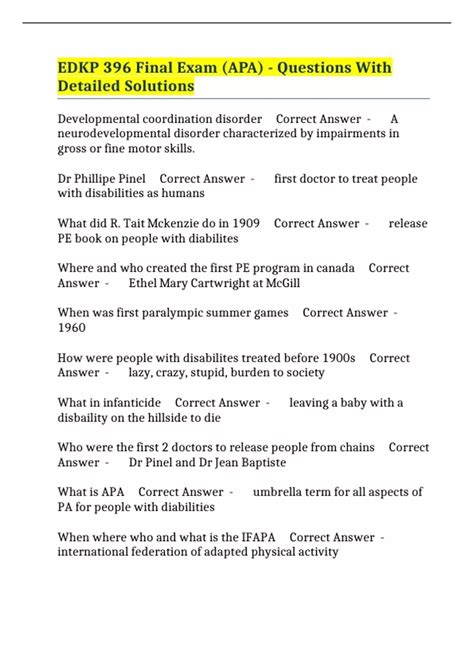 EDKP 396 Final Exam APA Questions With Detailed Solutions EDKP 396 Stuvia US