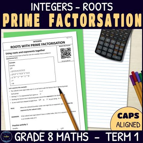 Roots With Prime Factorisation Grade 8 Maths Term 1 Lesson 14 Caps Made By Teachers