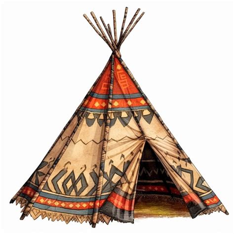 Premium Ai Image A Drawing Of A Teepee With A Native Design On It