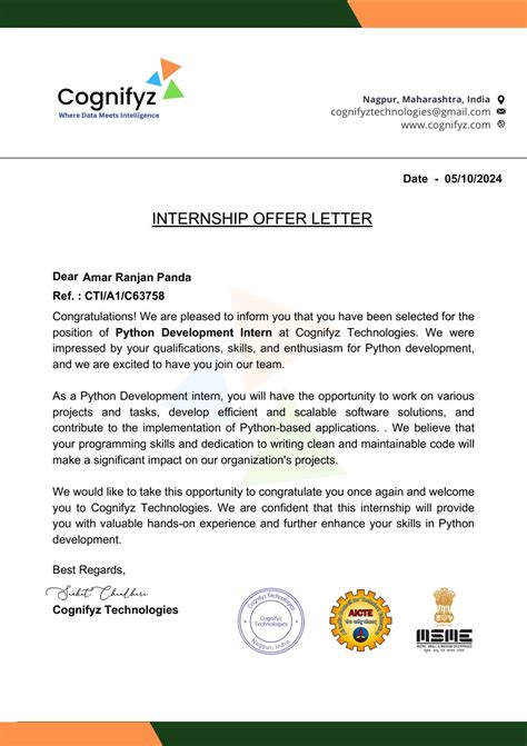 cognifyz cognifyztech cognifyztechnologies pythondeveloper amar ranjan panda