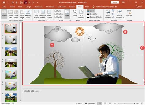 slide area in powerpoint 2019 for windows
