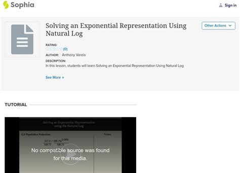 Sophia Solving An Exponential Representation Using Natural Log Instructional Video For 9th