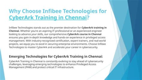 Cyberark Training In Chennai Infibee Technologies Ppt