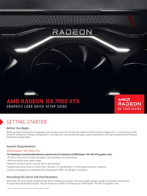 Quick Start Guide Amd Radeon 7900 Xtx Pdf Hdmi Electromagnetic Interference
