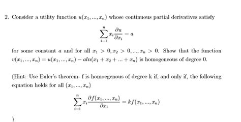 Solved 2 Consider A Utility Function Uri M Whose