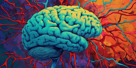 Colorful Illustration Human Brain Intricate Details Patterns Stock