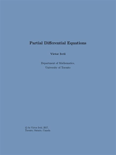 Pde Textbook Pdf Partial Differential Equation Ordinary Differential Equation