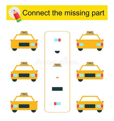 Connect The Missing Part Task For The Development Of Attention And Logic Stock Vector