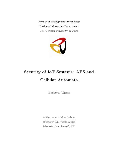 Pdf Security Of Iot Systems Aes And Cellular Automata