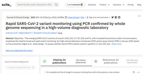 Citation Report Rapid Sars Cov 2 Variant Monitoring Using Pcr Confirmed By Whole Genome
