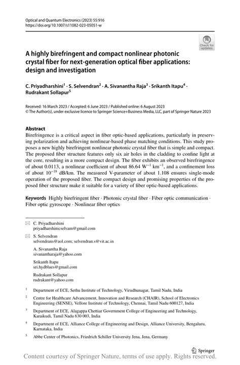 A Highly Birefringent And Compact Nonlinear Photonic Crystal Fiber For Next Generation Optical